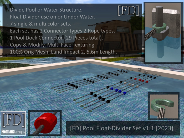 Second Life Marketplace - [FD] Pool Float-Divider Set v1.1 [2023]